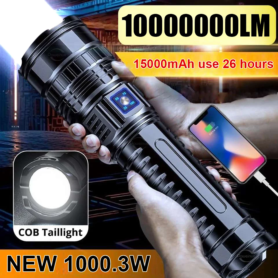 1000000LM-Ultra-Powerful-Torch-Lamp-Rechargeable-Flashlight-Emergency ...