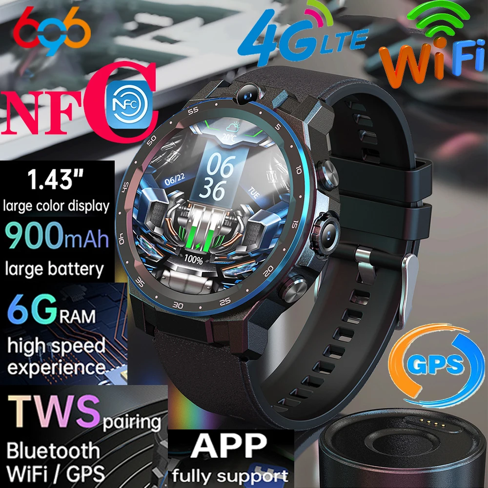 New-6GB-128GB-Smart-Watch-4G-GPS-Wifi-Dual-Camera-24H-Heartrate-Sport ...
