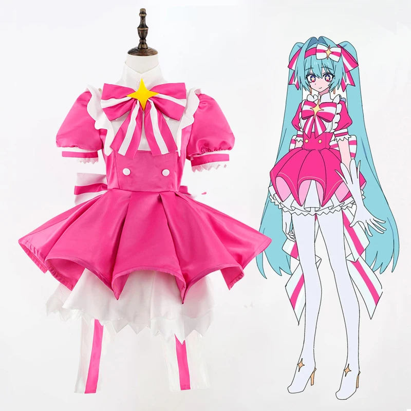 Miku Retry Now Cosplay Costumes Pink Dresses Anime Uniform Halloween ...