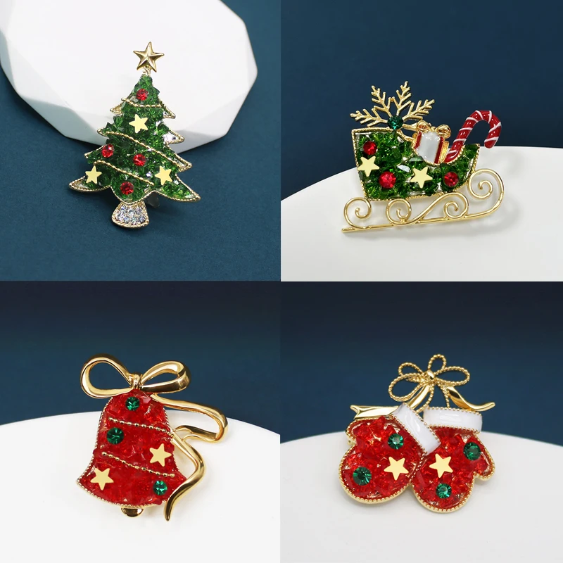 Luxury Exquisite Rhinestone Christmas Brooches for Women Unisex ...