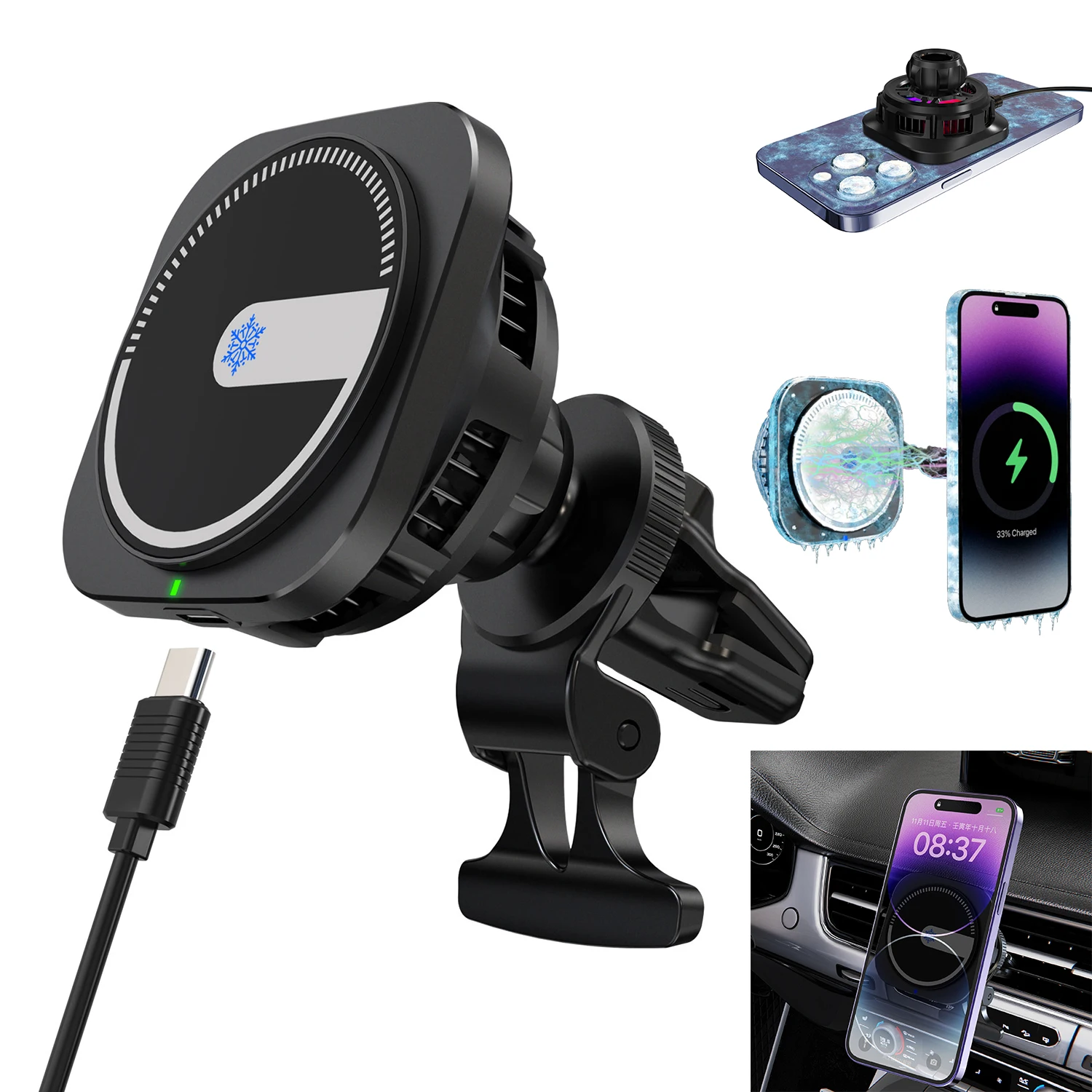 Magnetic-Car-Wireless-Charger-Game-Cooling-Refrigeration-Phone-Holder ...