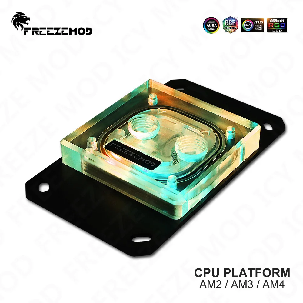 FREEZEMOD Transperant CPU Water Cooler Block 0.5 channel jet For AMD ...
