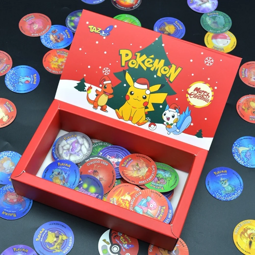 Tazos Pokemon Card Christmas Gift Box Pogs Round Stroke Trainer ASH ...