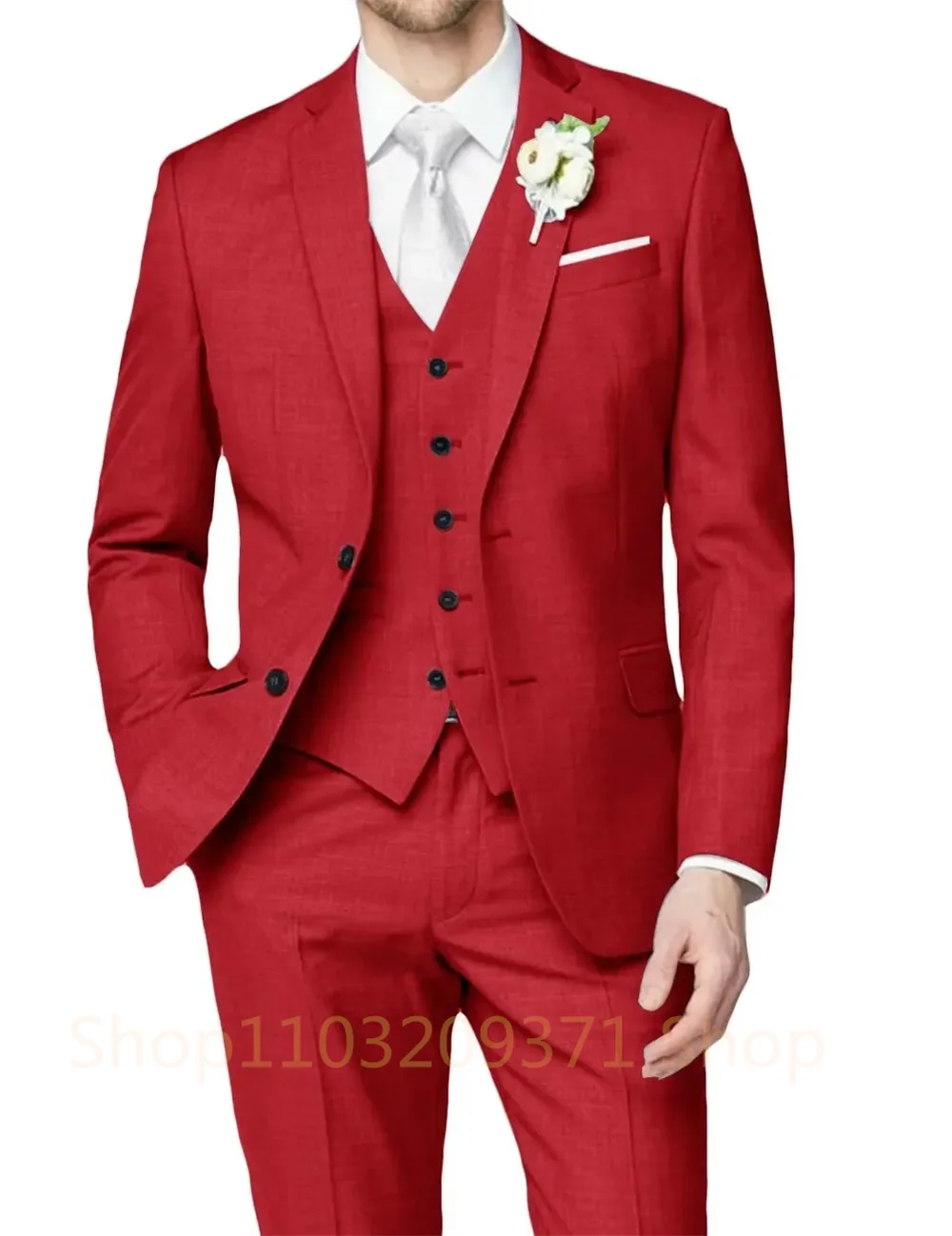 High-Quality-Red-Groom-Blazer-Smart-Business-Men-Suit-Wedding-Suit-For ...