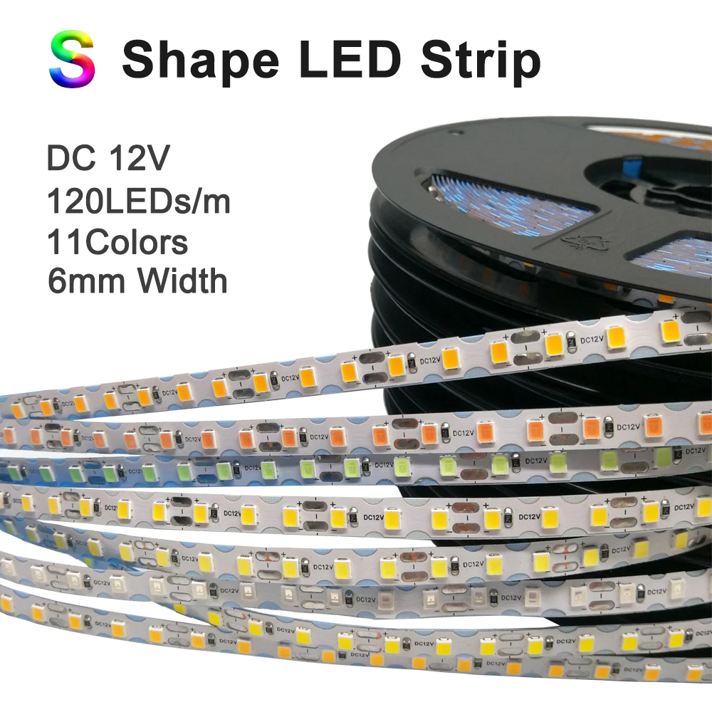 1-10m-S-Shape-Led-Strip-6mm-PCB-Width-2835SMD-DC12V-120Leds-M-Flexible ...