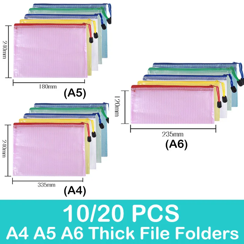 10-20-PCS-A4-A5-A6-Mesh-Zipper-Pouch-Document-Bag-Waterproof-Zip-File ...