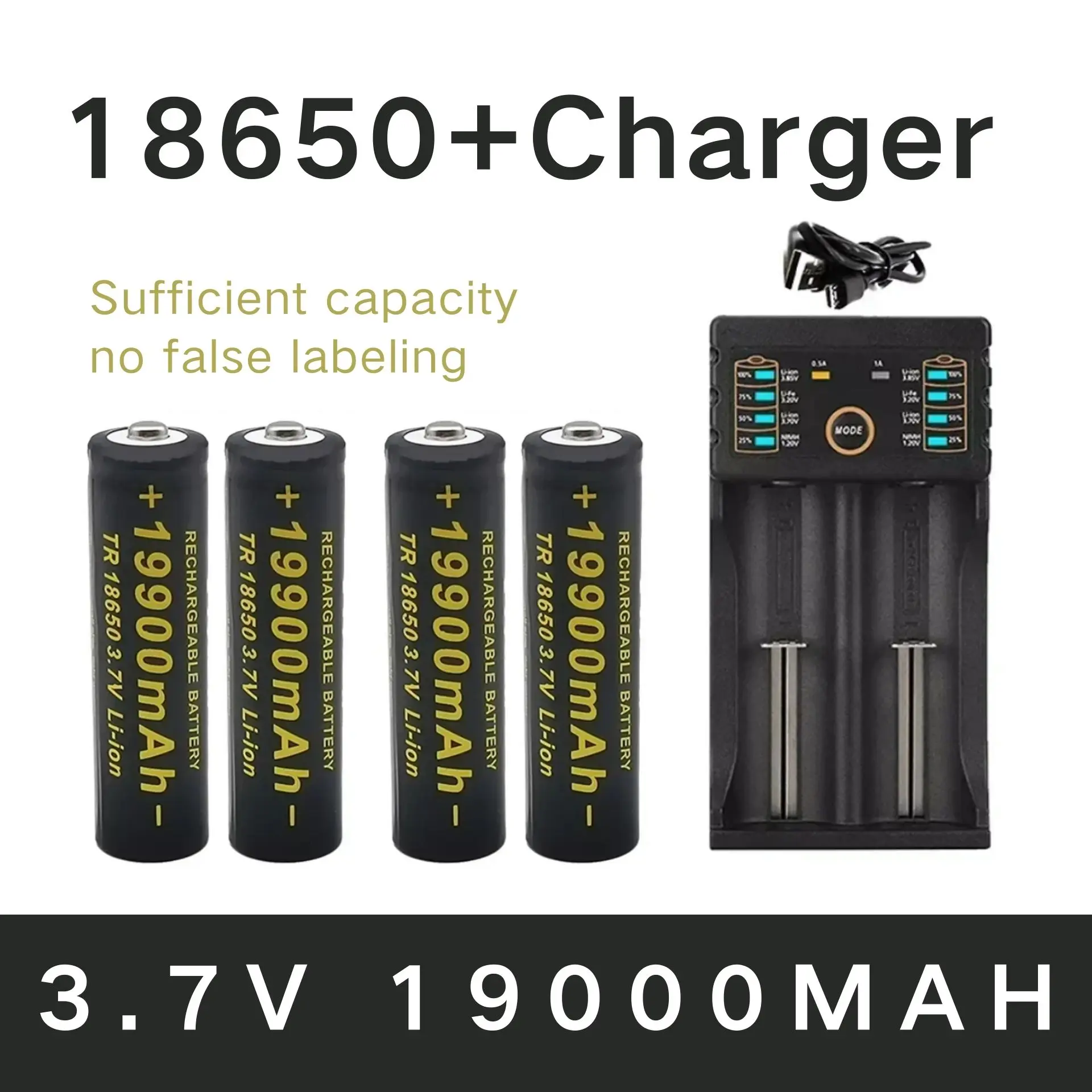 100-New-18650-Lithium-Batteries-Flashlight-18650-Rechargeable-Battery-3 ...