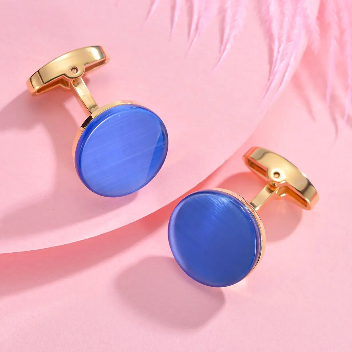 High-Quality-Trendy-Simplicity-Blue-Opal-Texture-Circular-Design-Gold ...