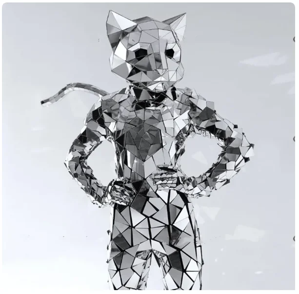 Animal-Head-Rave-Mask-Stage-Costume-Props-Silver-Mirror-Cat-Head-Mask ...