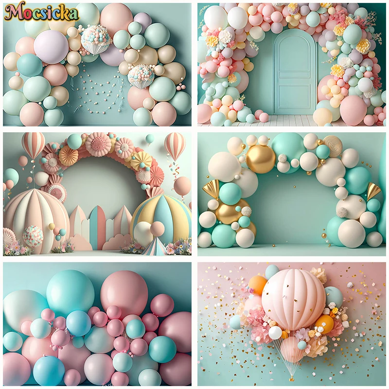 Newborn-Portrait-3D-Arch-Balloon-Photography-Backdrop-Baby-Cake-Smash ...