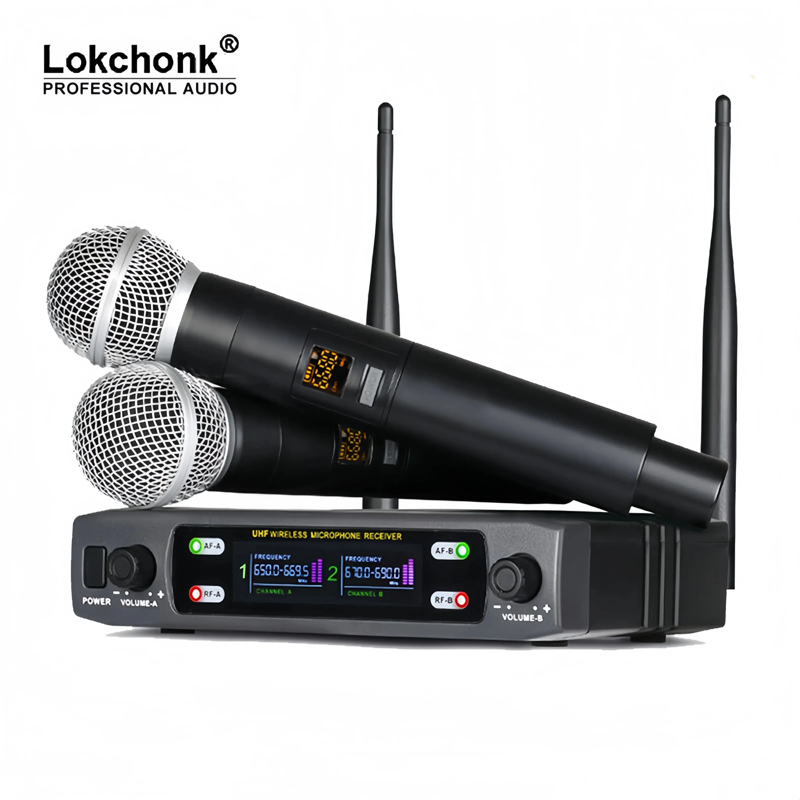 Professional-Wireless-Microphone-System-Dual-Channel-UHF-Fixed ...