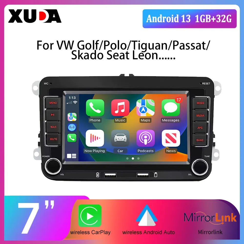 XUDA-2-Din-Android-13-0-GPS-R-dio-Do-Carro-Para-VW-Volkswagen-Skoda ...