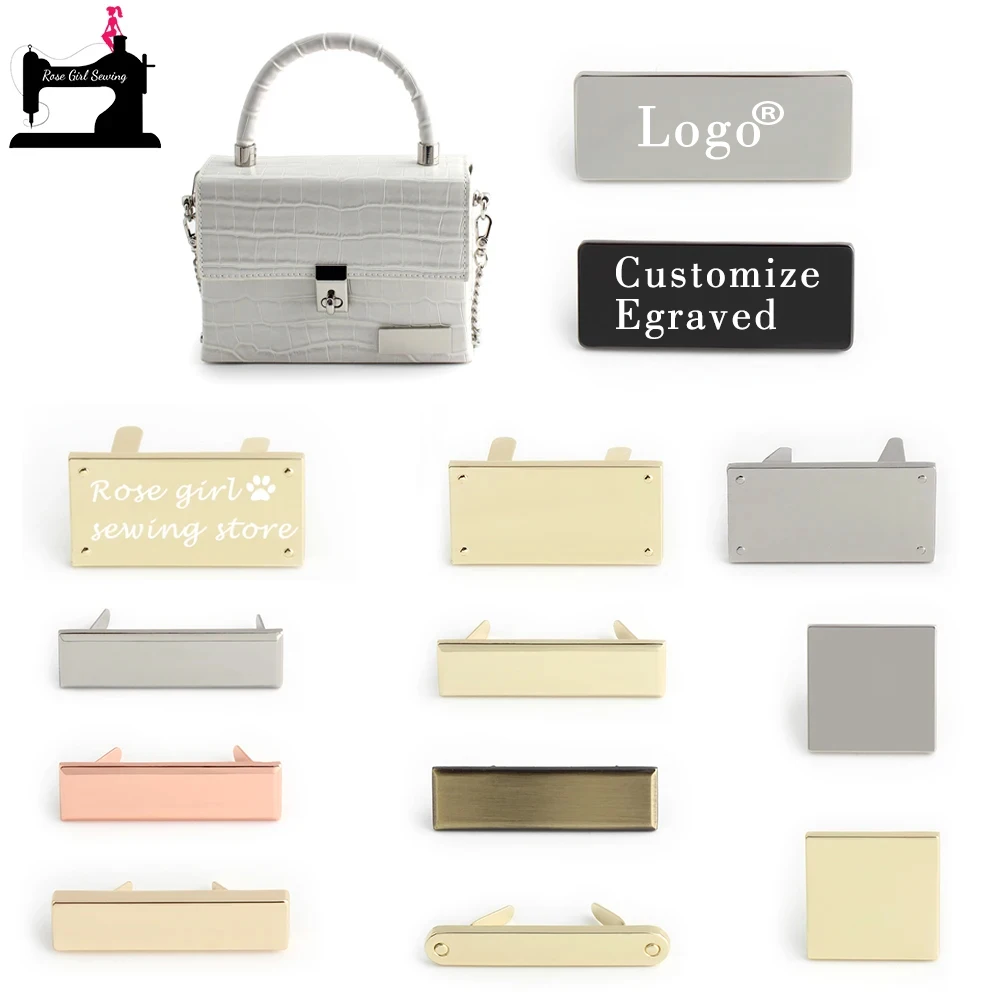 50PCS Rectangle/Square Metal Bag Labels With Logo For Shoes Purse ...