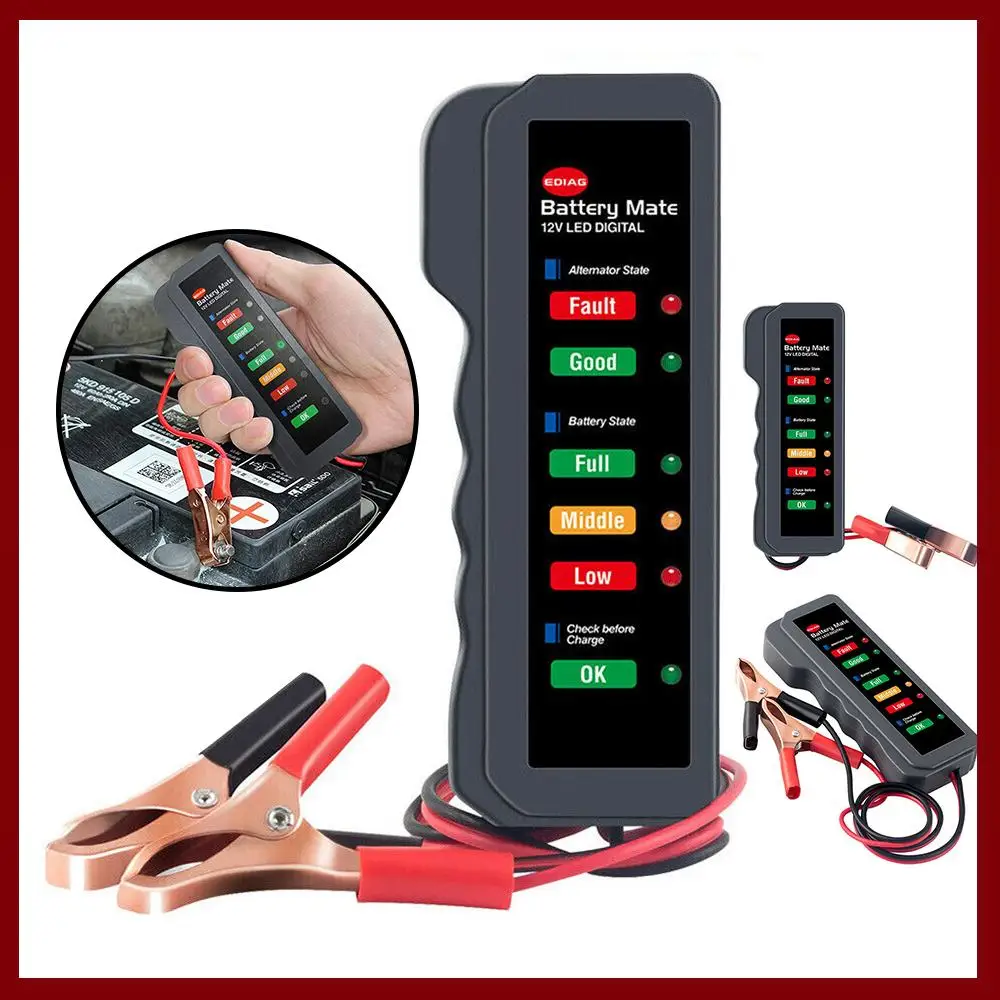 12V Auto Battery Tester Digital Vehicle Battery Testing Device 6 LED ...