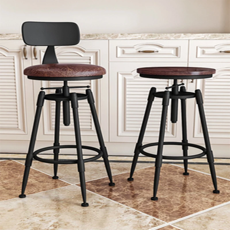 Bar-Chair-Bar-Chair-Swivel-Lift-Chair-Solid-Wood-High-Stool-Wrought ...