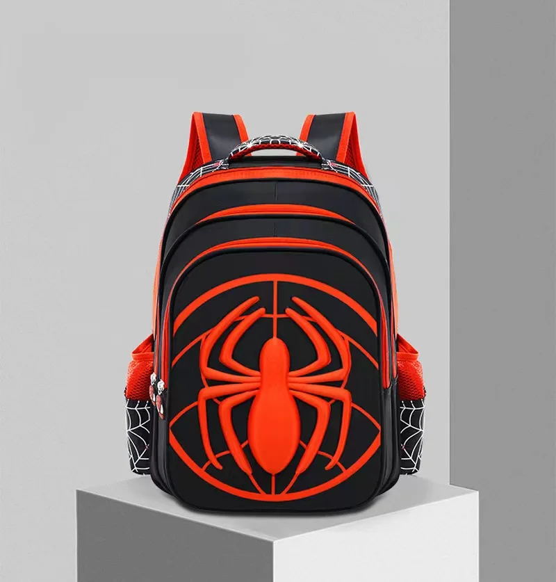 Fashion-Children-s-Boys-School-Bag-Red-And-Black-Spider-Pattern ...
