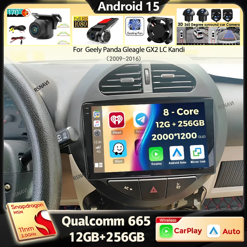 Android 15 Carplay Auto Car Radio For Geely Panda Gleagle GX2 LC Kandi ...