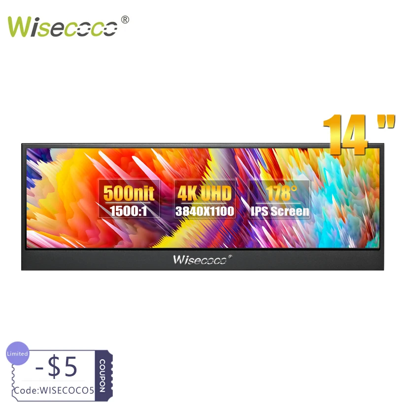 Wisecoco-14-inch-4K-UHD-3840-x-1100-Stretched-Bar-Monitor-IPS-Screen ...