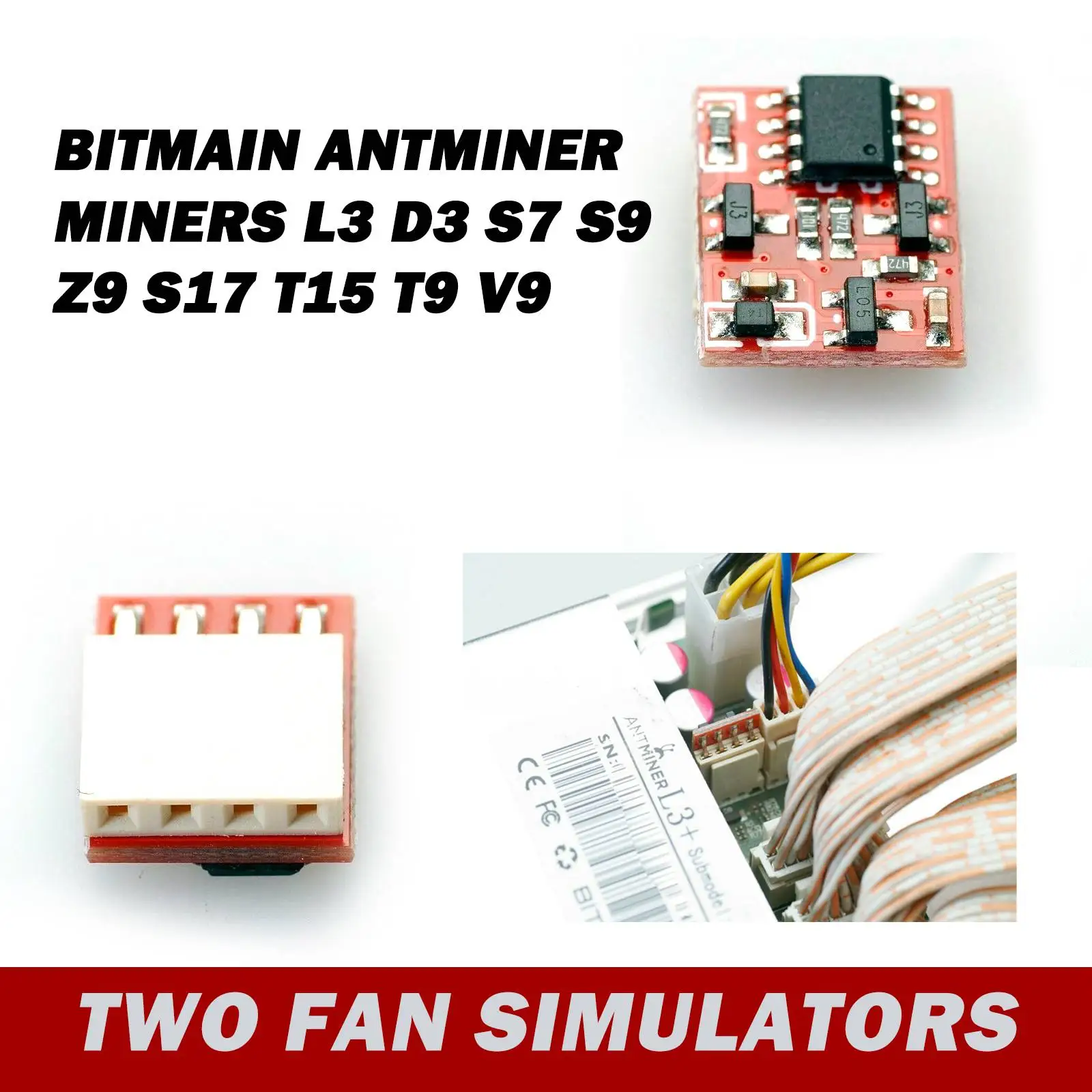 Fan Simulators for Bitmain Antminer Miners L3 D3 S7 S9 Z9 S17 T15 T9 V9 ...