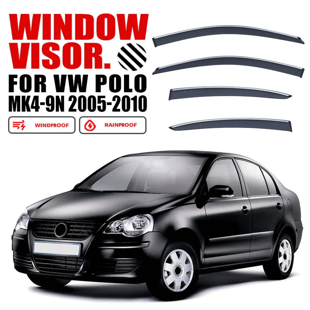 Chrome Strips Rain Guards for VOLKSWAGEN VW POLO MK4 9N Hatchback 2005 ...
