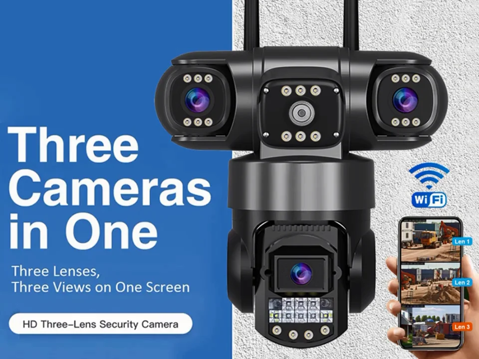 V380 New 3 Lens and 3 Screens PTZ Camera SC28-W 6MP WiFi Security CCTV ...