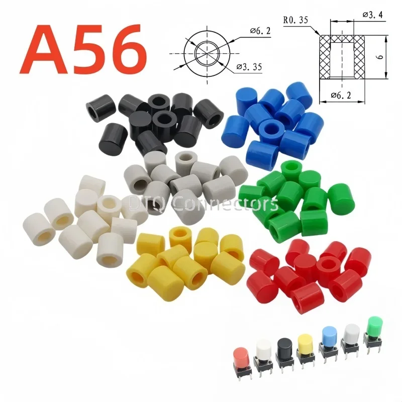 100Pcs-A56-Cap-6mm-High-For-Tactile-Tact-Push-Button-6-6mm-Series-Micro ...