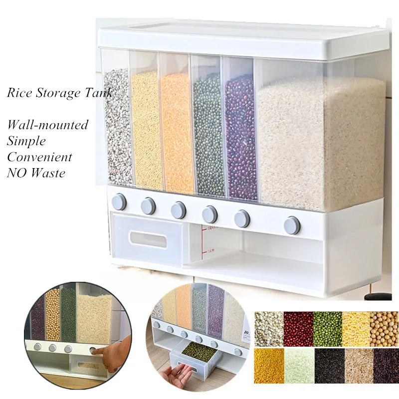 Home-Sealed-Rice-Storage-Box-Wall-Mounted-Cereal-Grain-Container-Dry ...