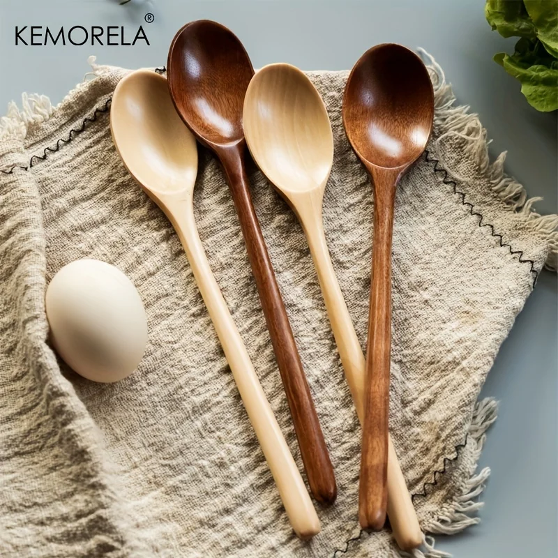 4PCS-Wooden-Spoon-Kitchen-Korean-Style-Natural-Wood-Soup-Tableware ...
