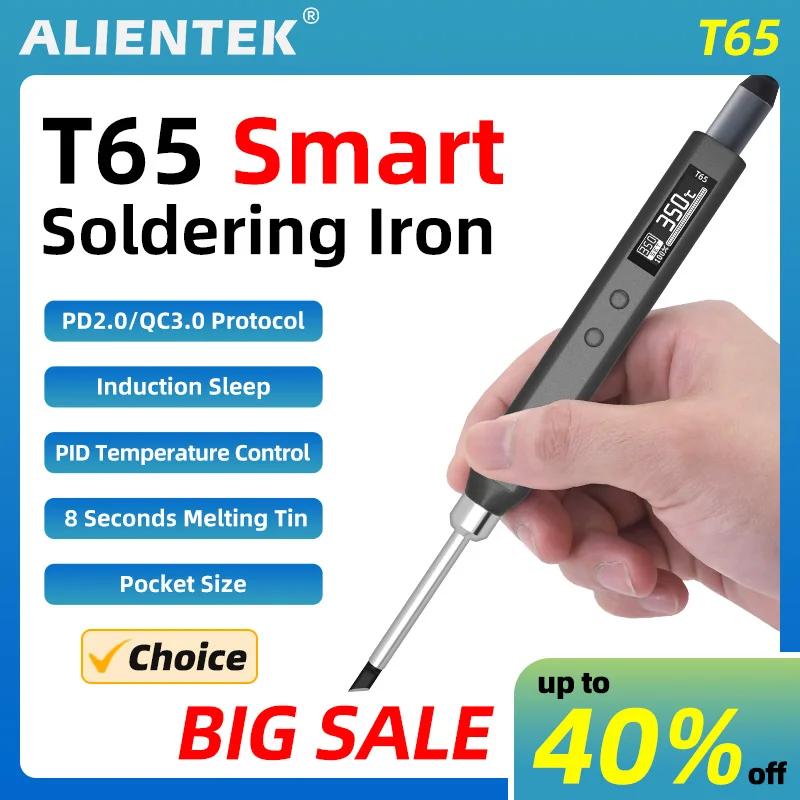ALIENTEK-T65-Soldering-iron-Adjustable-Temperature-Electronic-soldering-iron-PD-65W-Portable ...