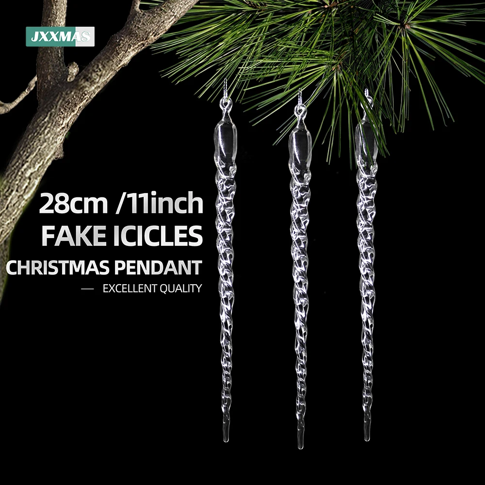 6pcs Christmas Simulation Ice Xmas Tree Hanging Ornament Fake Icicle Noel Decorations For Home ...