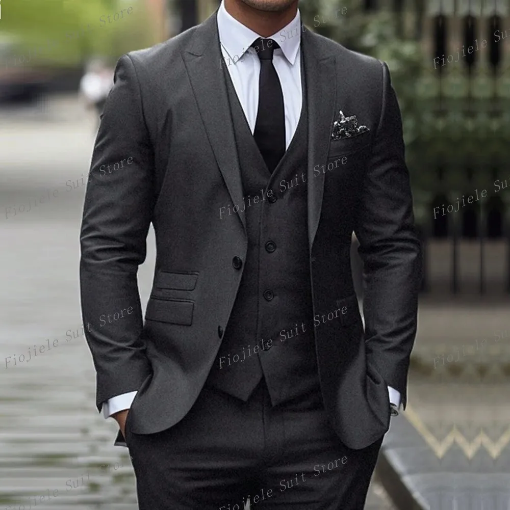 New-Dark-Grey-Men-Suit-Groom-Groomsman-Wedding-Party-Prom-Business ...