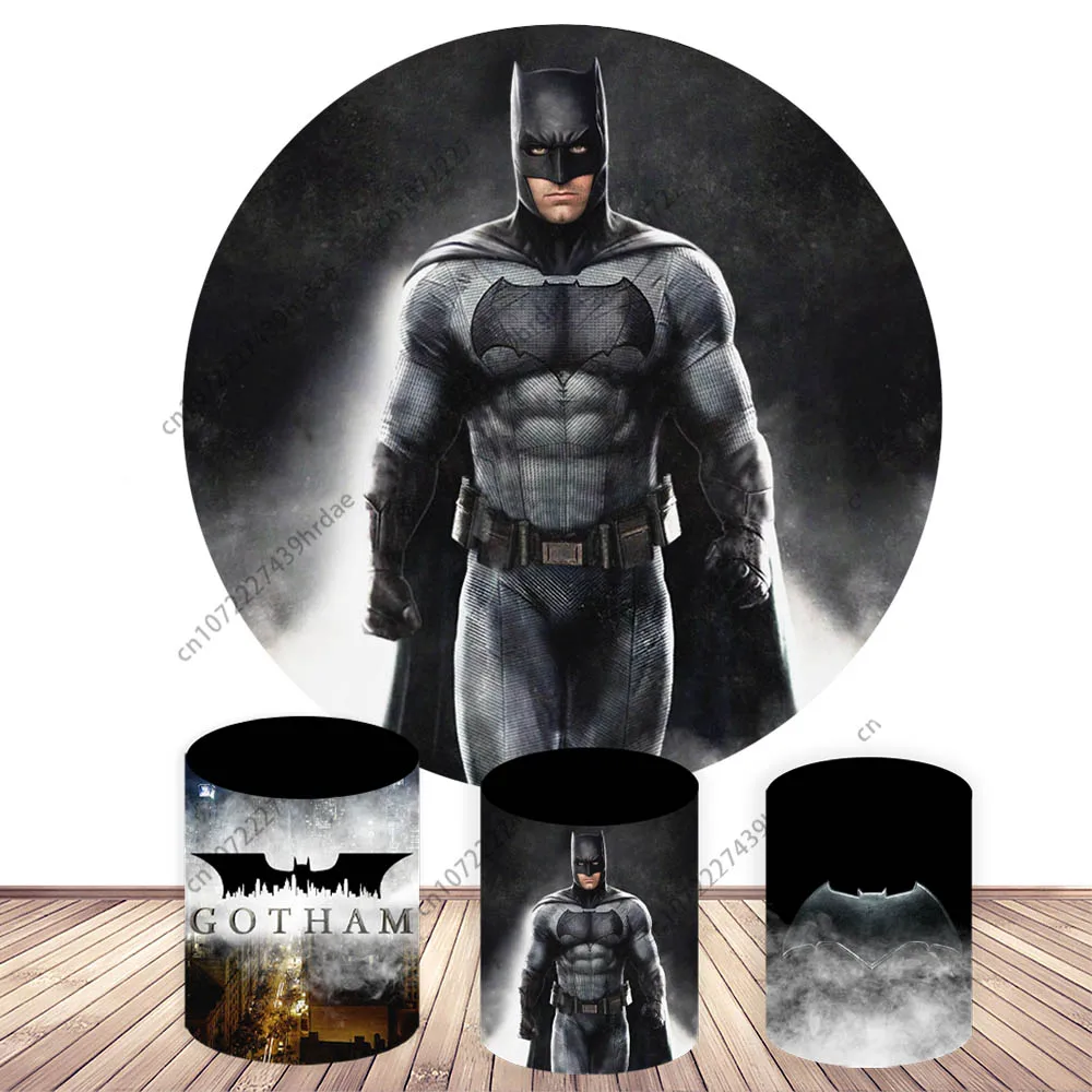 Superhero-Batman-Backdrop-Round-Cover-Boy-Children-Birthday-Party ...