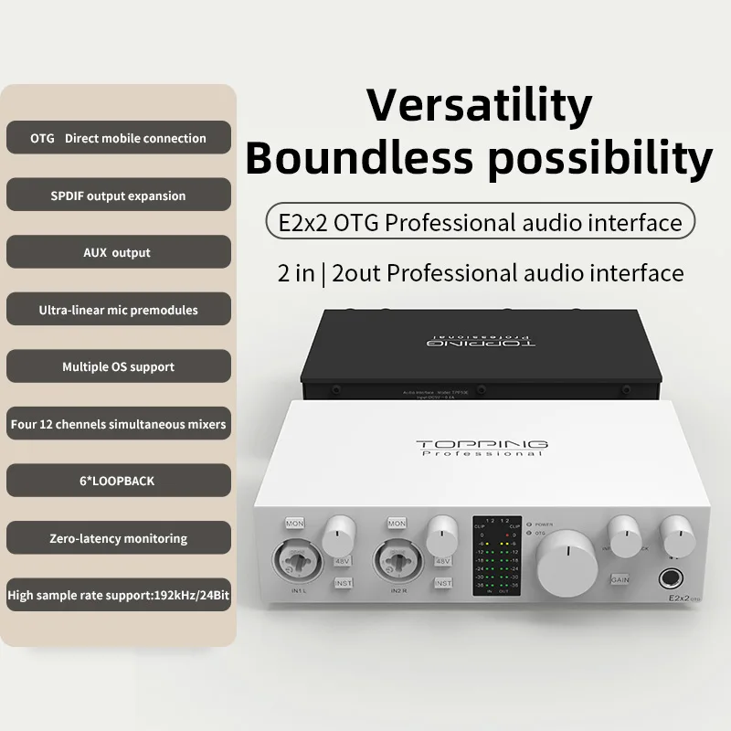 NEW-TOPPING-E2x2-OTG-Professional-audio-interface-2-in-2-out-sound-card ...