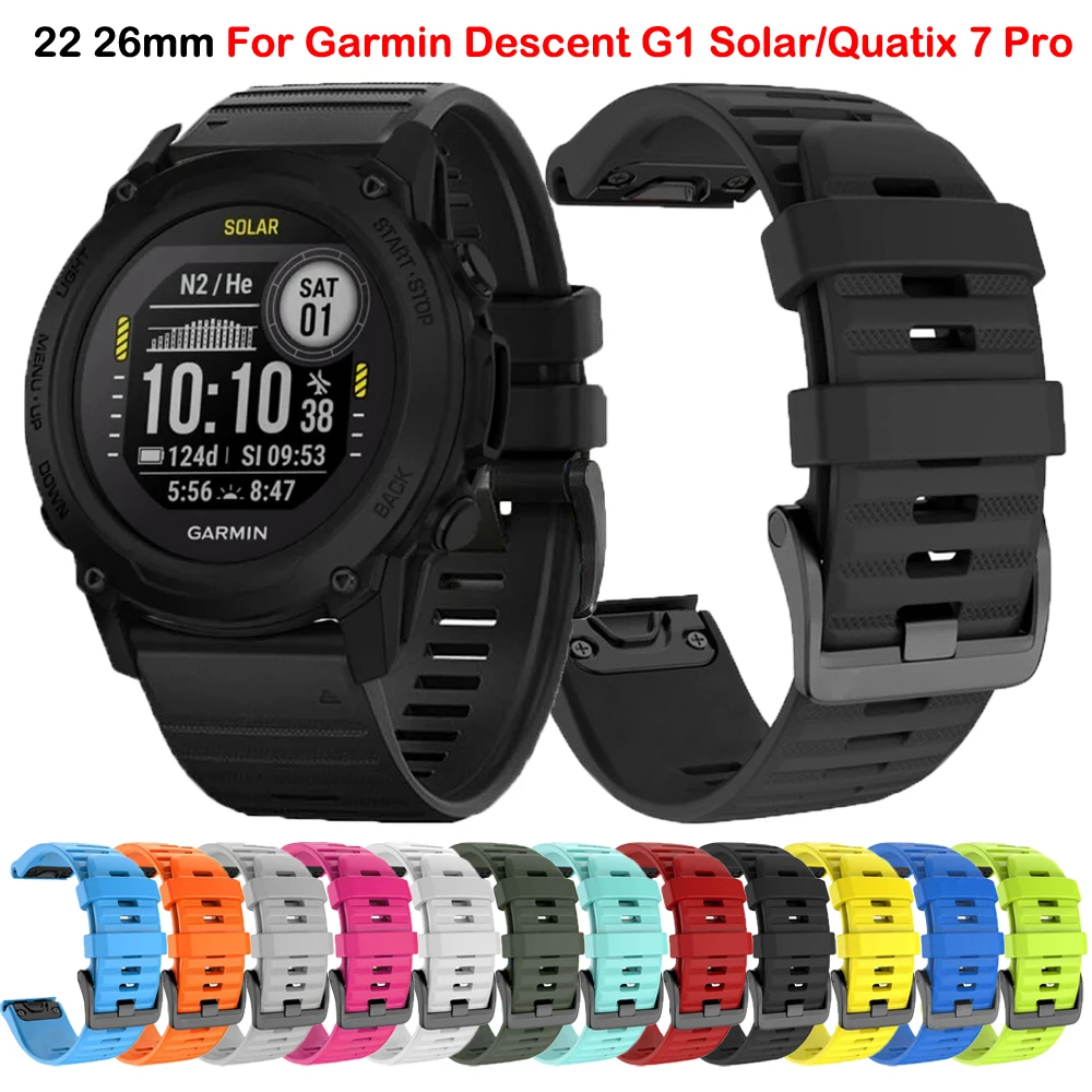 22-26mm-Quick-Fit-Straps-for-Garmin-Descent-G1-Solar-Band-Soft-Silicone ...