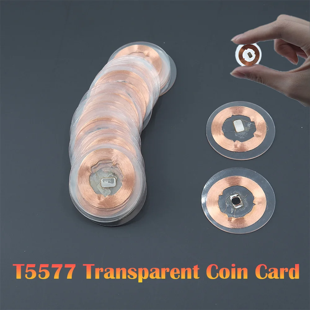 RFID 125KHz Clear Copper Coil Coin Card 25MM Rewritable Keychain T5577 ...