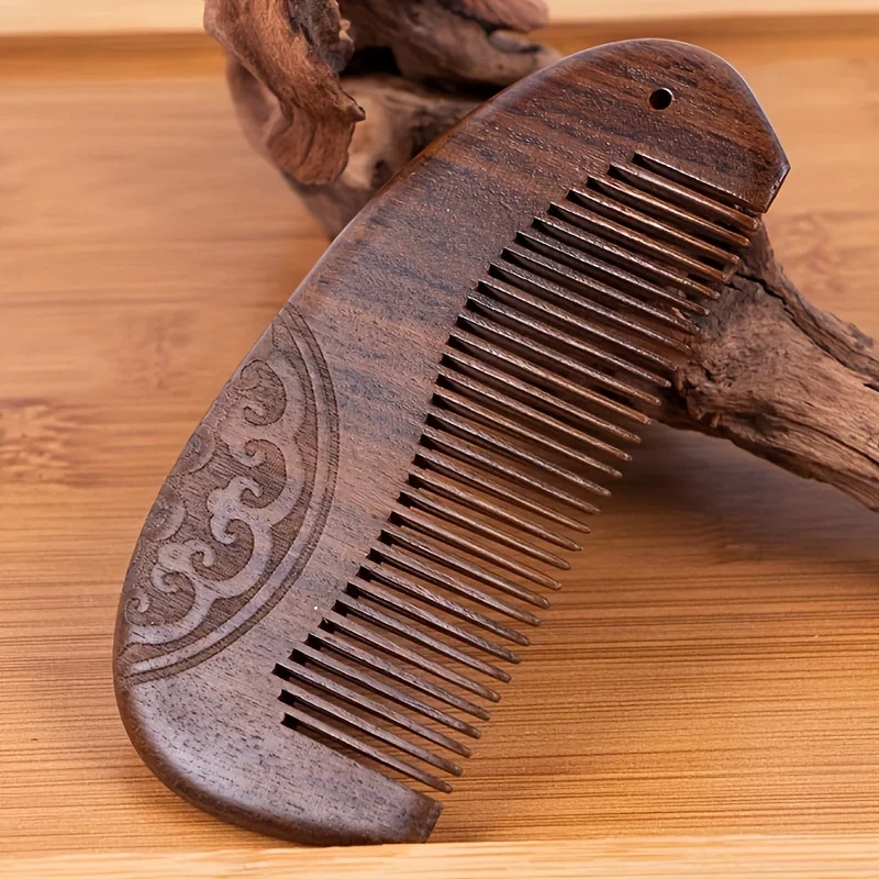 Double-Sided Carved Comb,Narrow-Toothed Anti-Static Hair Brush for ...