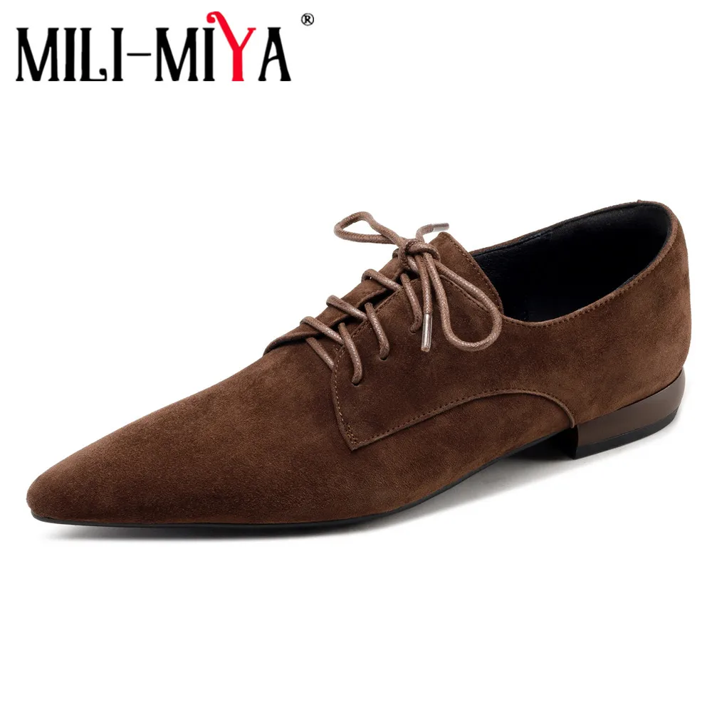 MILI-MIYA Fashion Pointed Toe Solid Color Women Kid Suede Pumps Thick ...