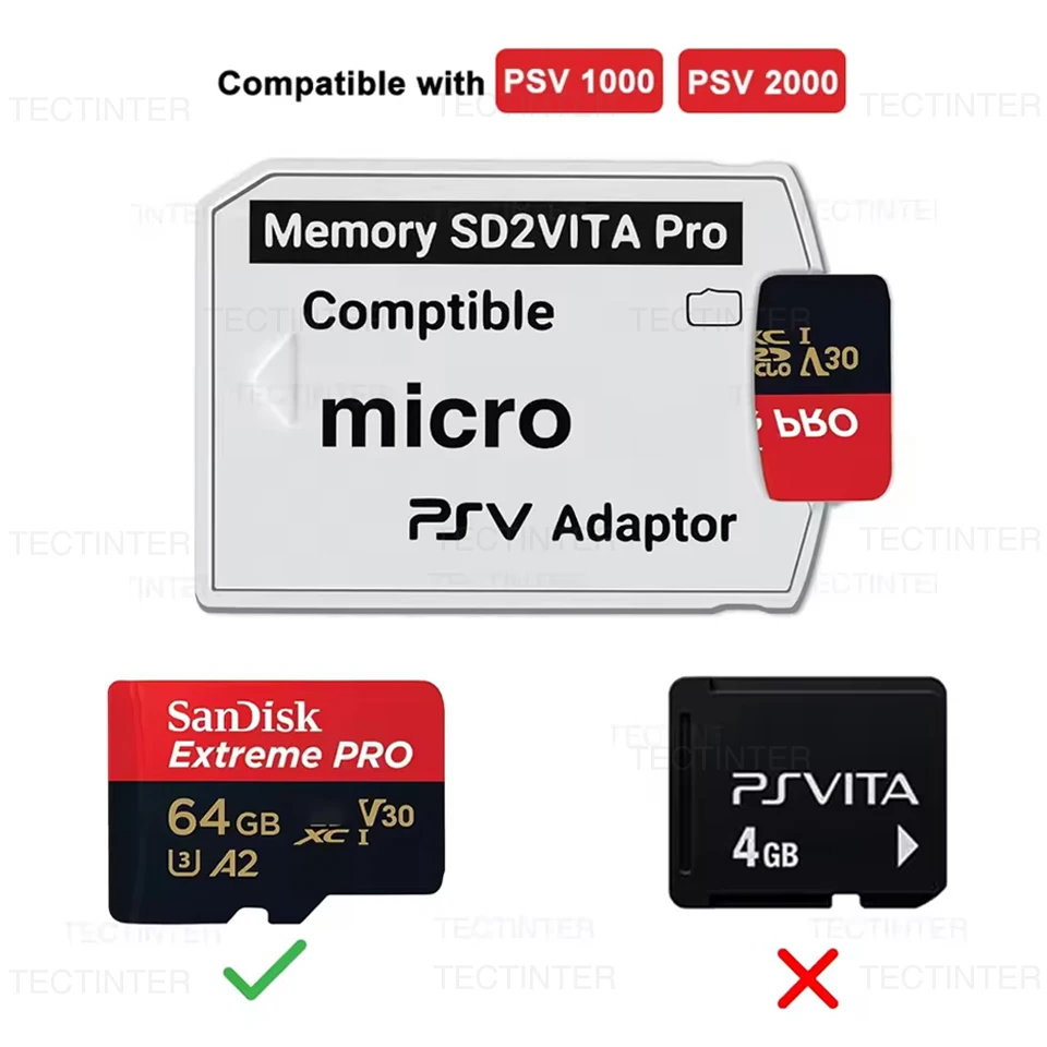 SD2VITA Version 6.0 Memory TF Card Adapter for PS Vita Game Card Slot ...
