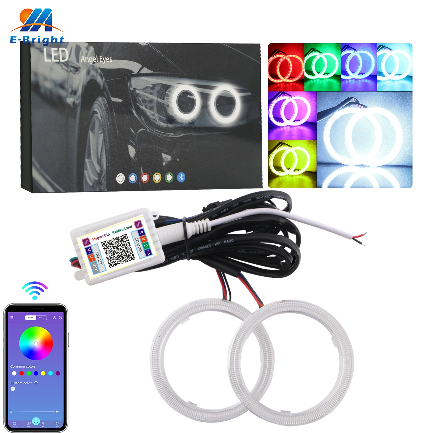 RGB-Angel-Eyes-APP-Bluetooth-Control-Halo-Rings-COB-Led-Car-Motorcycle ...