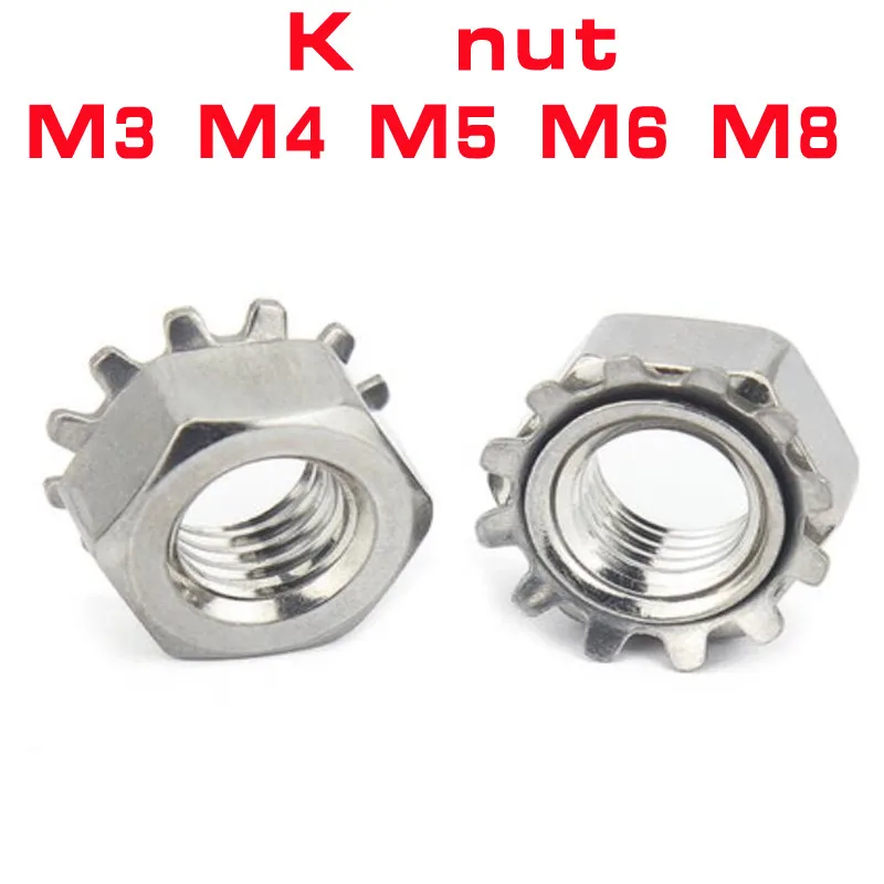 10 50pcs M3 M4 M5 M6 M8 Stainless Steel A2 Keps nut Multi tooth K type ...