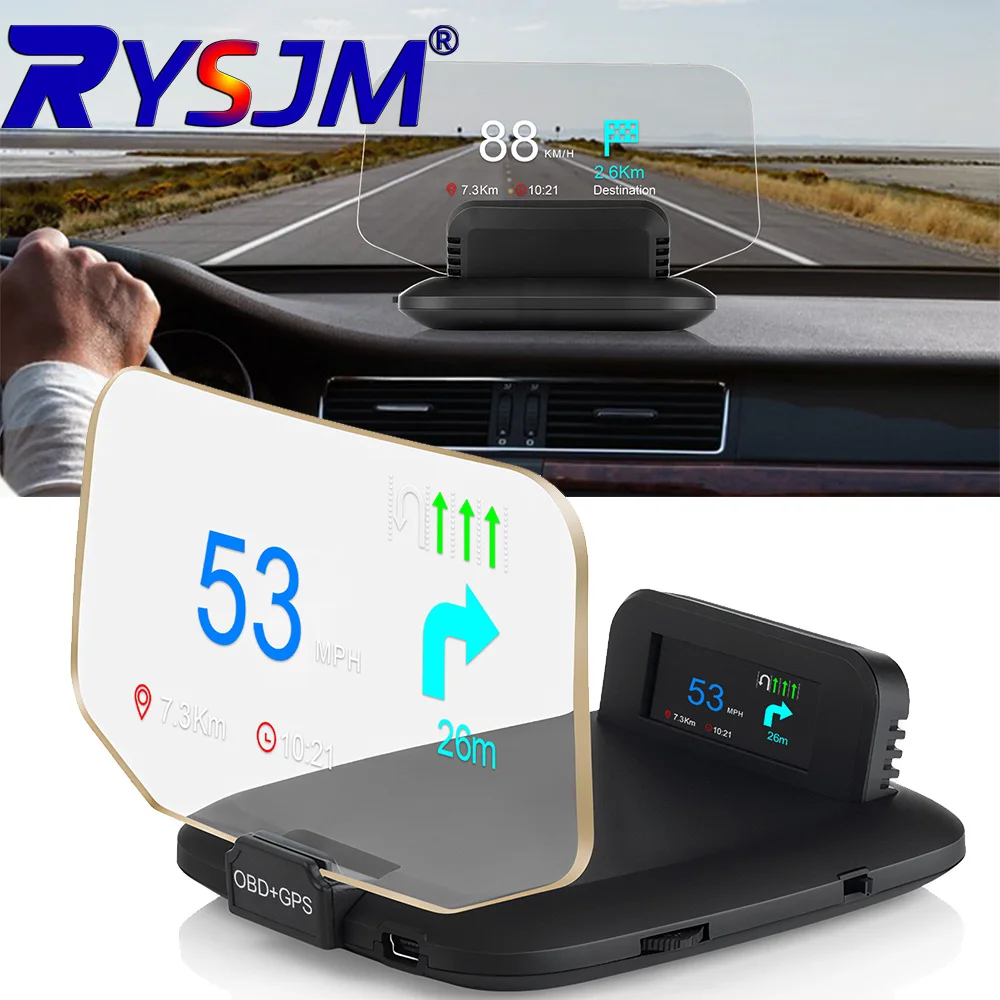 C1 Navigation Windshield Projection OBD2+GPS Head Up Display with Real ...
