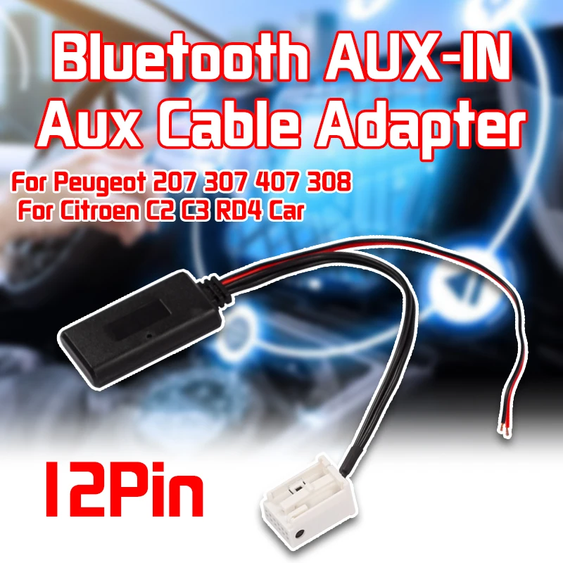 12Pin-Bluetooth-Module-Wireless-Radio-Stereo-AUX-IN-Aux-Cable-Adapter ...