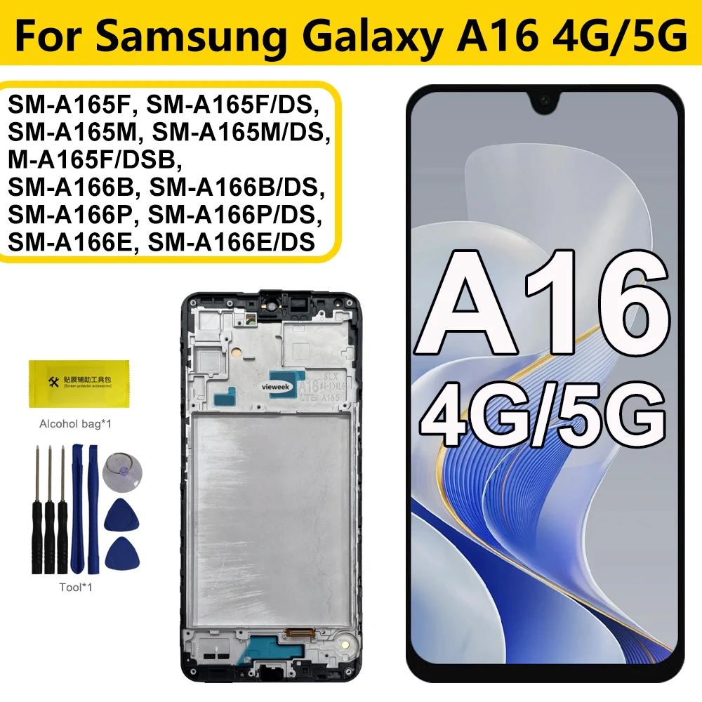 AMOLED Screen For Samsung A16 LCD Display SM-A165F Touch Screen For ...