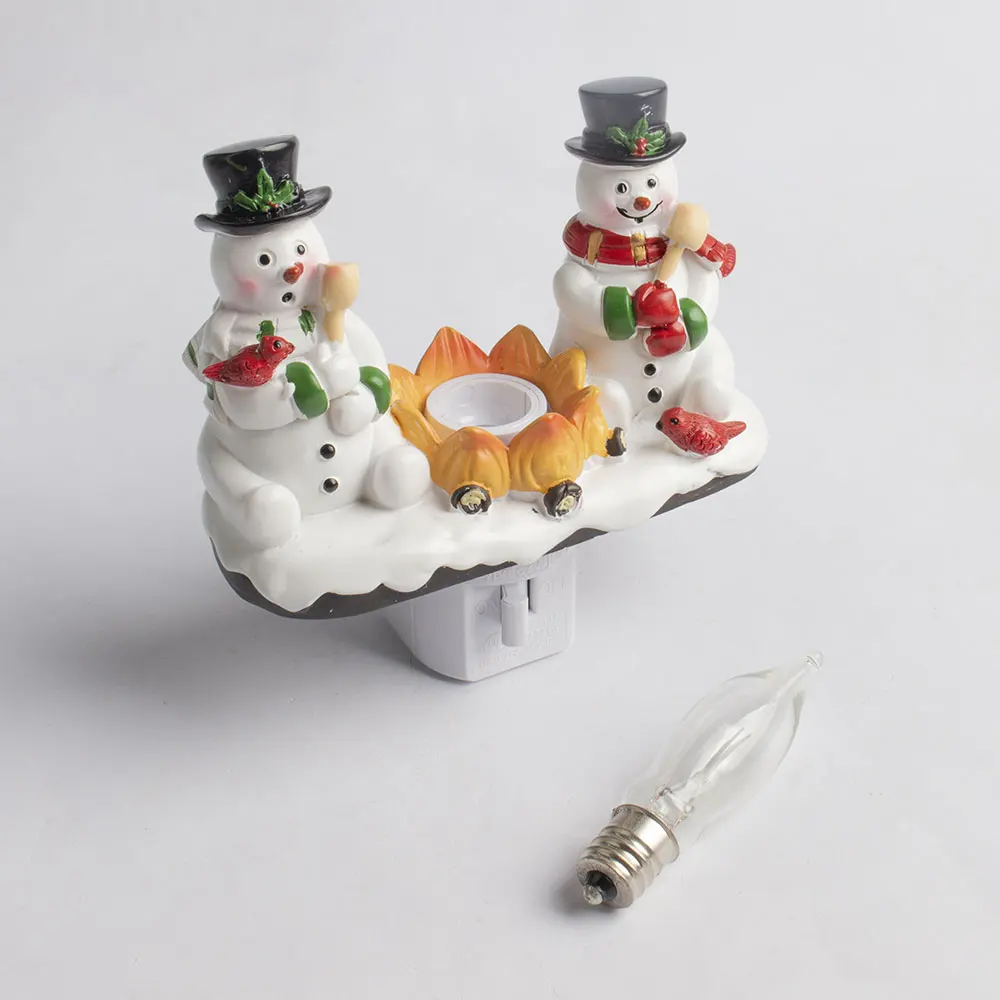 Snowman Campfire Flickering Night Light - Homlays