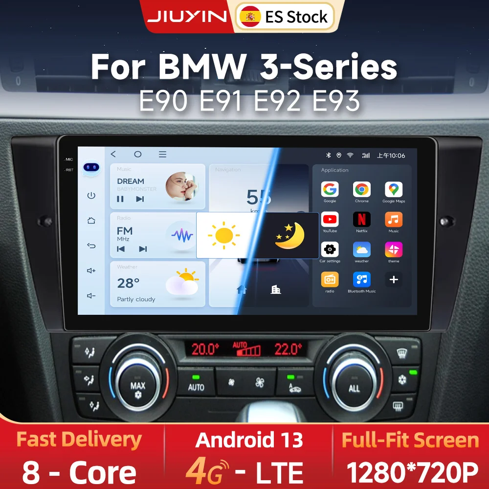 JIUYIN 9" 2Din Android 13 Car Radio for BMW E90 E91 E92 E93 2006 - 2012 ...