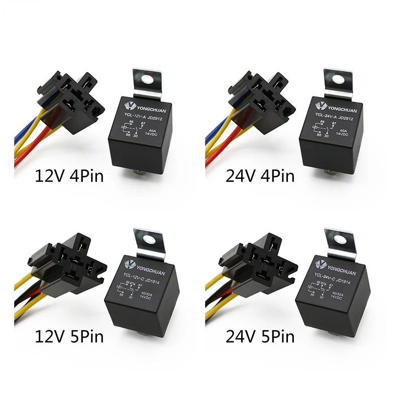 Waterproof Automotive Relay 12V 24V 4pin 5pin 4P 5P 40A Car Relay With ...
