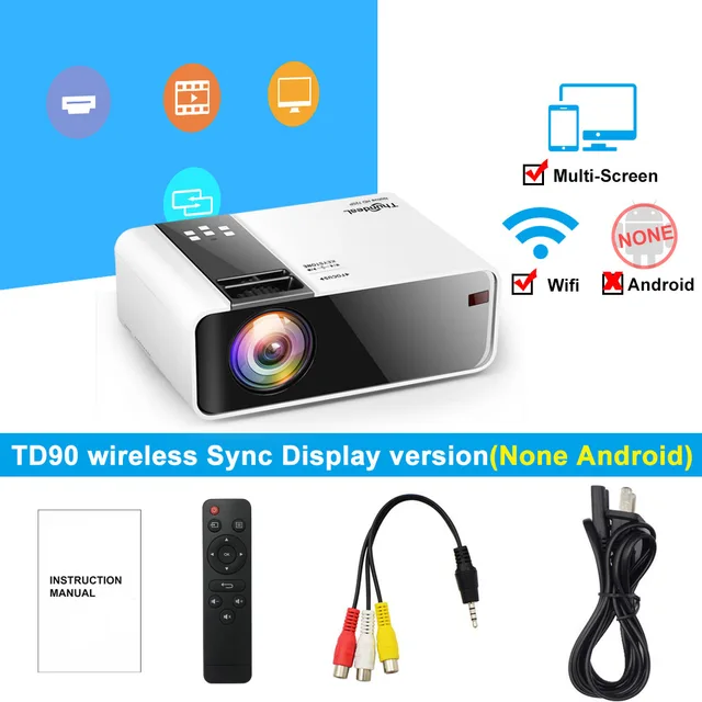 Thundeal hd mini projetor td90 nativo 1280x720p led android wi fi ...