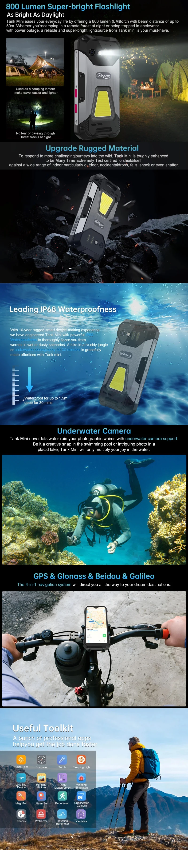 Unihertz 8849 Tank mini 12GB+256GB Rugged 4.3 Inch Display Android 13 ...