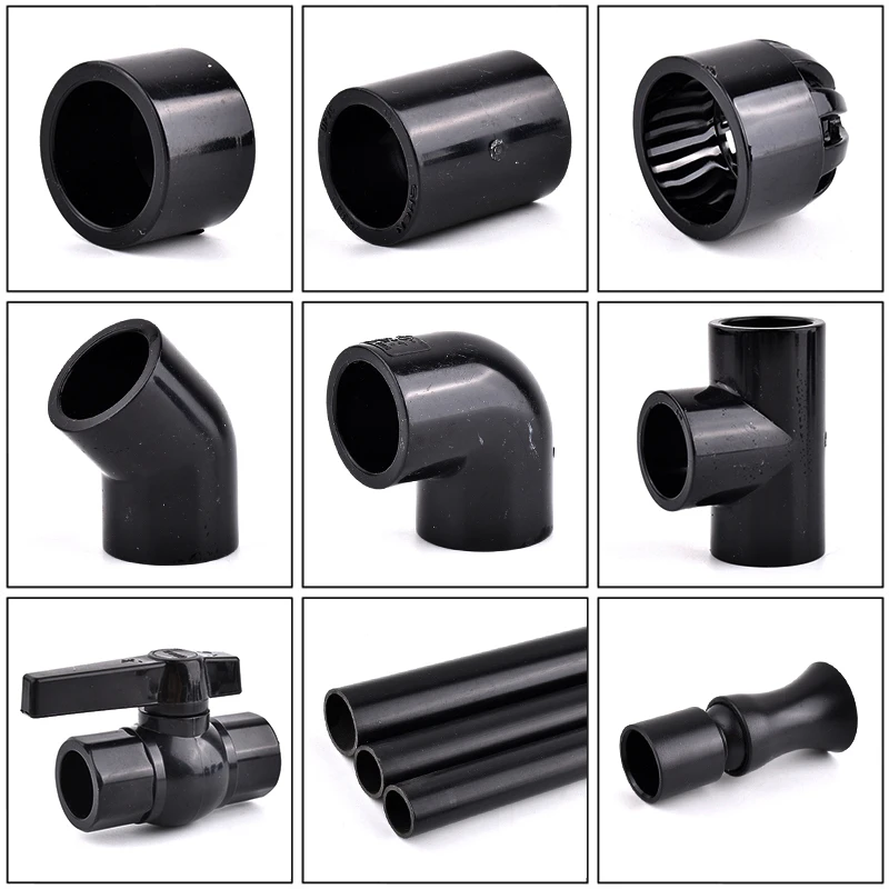Black-PVC-Pipe-Connector-20-50mm-Elbow-Tee-Joint-Aquarium-Tank-Water ...