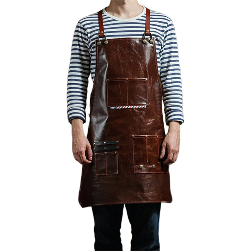 PU Leather Cross Back Strap Barista Bartender Pastry Chef Cafe Bistro ...